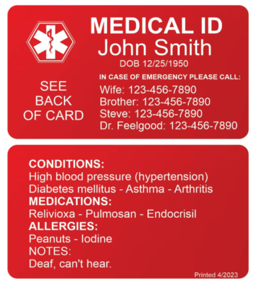 Retro Fine Engraved Lockets Medical Alert Wallet Card Template ...