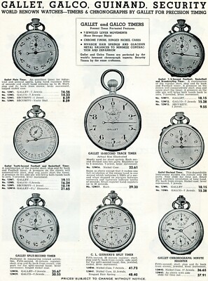 1952 Print Ad of Gallet Galco Guinand & Security Watches Timers ...