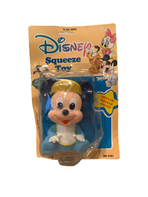 Vintage Disney Baby Mickey Mouse Squeeze Toy Plastic Arco Toys Sealed ...