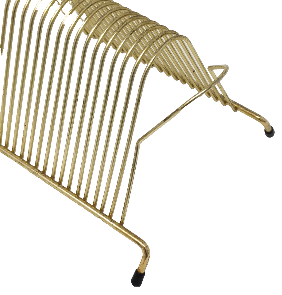 VTG Record Rack MCM Letter Mail Brass Gold Metal Wire Triangle LP 45 ...