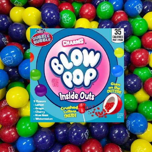 BLOW POP Inside Outs DUBBLE BUBBLE 850 GUMBALL nom 1" vending gum balls ...