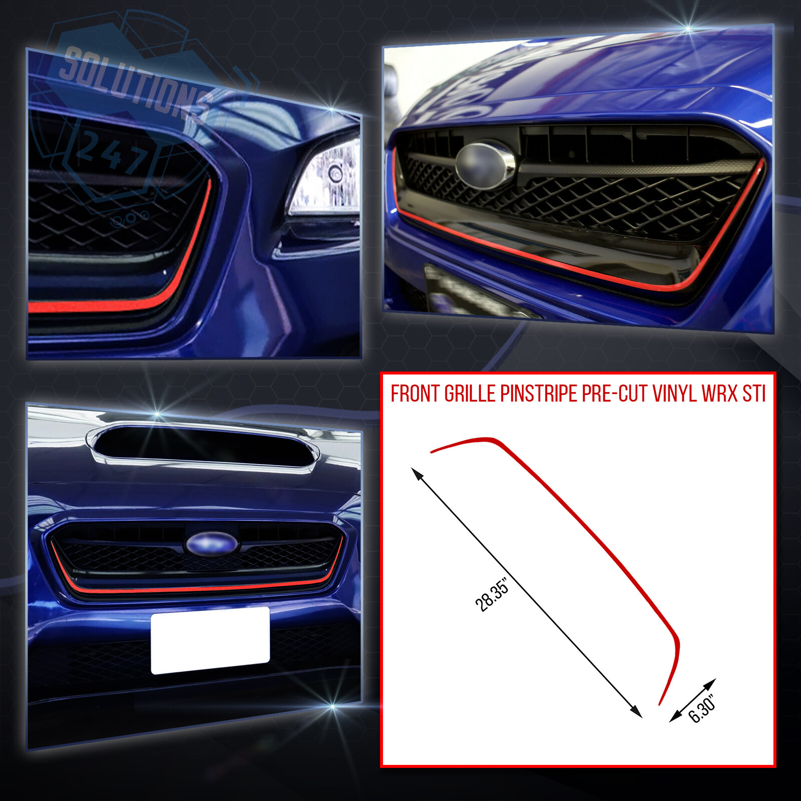 Grille Pinstripe Trim Vinyl Decal For 2015-2017 Subaru WRX / STI ...