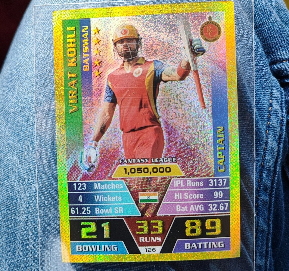 Virat kohli card INDIA cricket attax 2016 Gold Foil card GOAT ipl ...