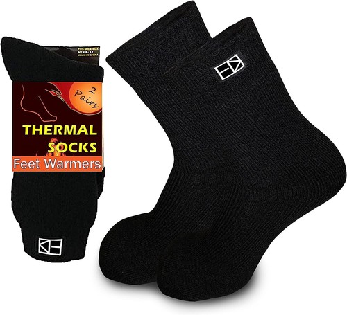 Feet Warmers Cold Weather Insulated Thermal Socks, Pack of 2, M, black ...
