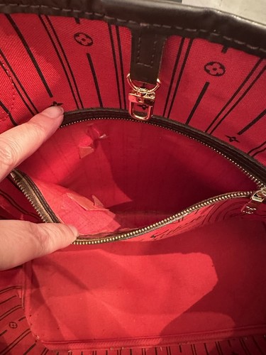 Louis Vuitton Neverfull Red Interior Tote MM Brown Canvas | eBay