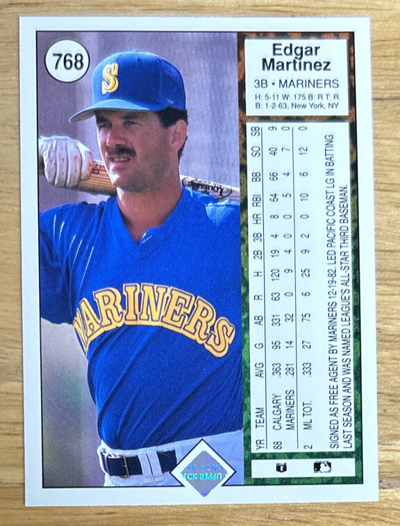 1989 Upper Deck Edgar Martínez Rookie Card (RC) #768 Mariners High ...