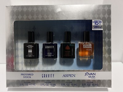 Coty 4pc Gift Set Preferred Stock Gravity Aspen Jovan Musk 0.5 FL Oz ...