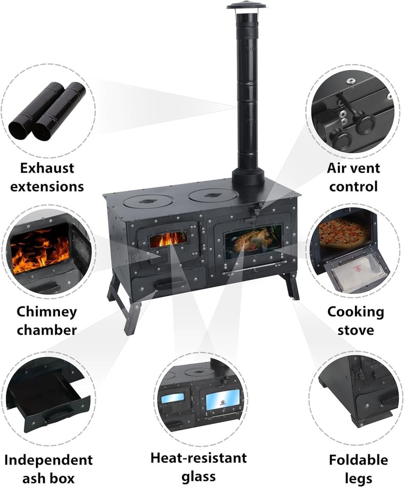 Camping wood burning stove with oven , Camping cooker wood stove | eBay