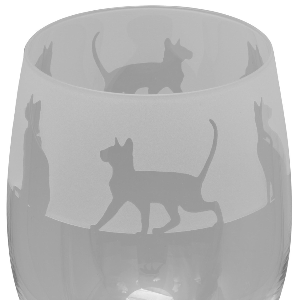 Wine Glass Decorated Siamese Cat Sandblast Animal Stemmed Drinking Gift ...