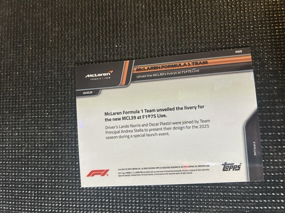 McLaren Formula 1 Team - 2025 Formula 1 F1 Topps NOW Card 3 Green ...