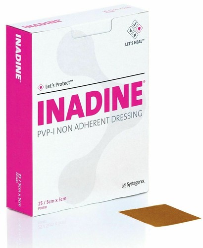 Inadine 5cm x 5cm PVP Non Adherent Wound Dressing Povidone Iodine | eBay