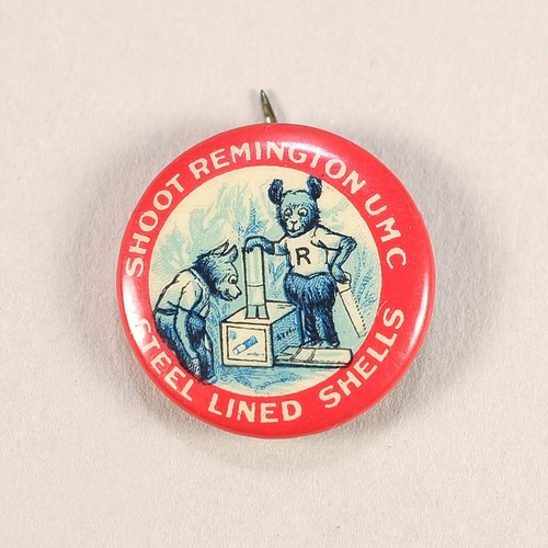 Antique Remington UMC Shells with Bears Celluloid & Tin Pinback Button ...