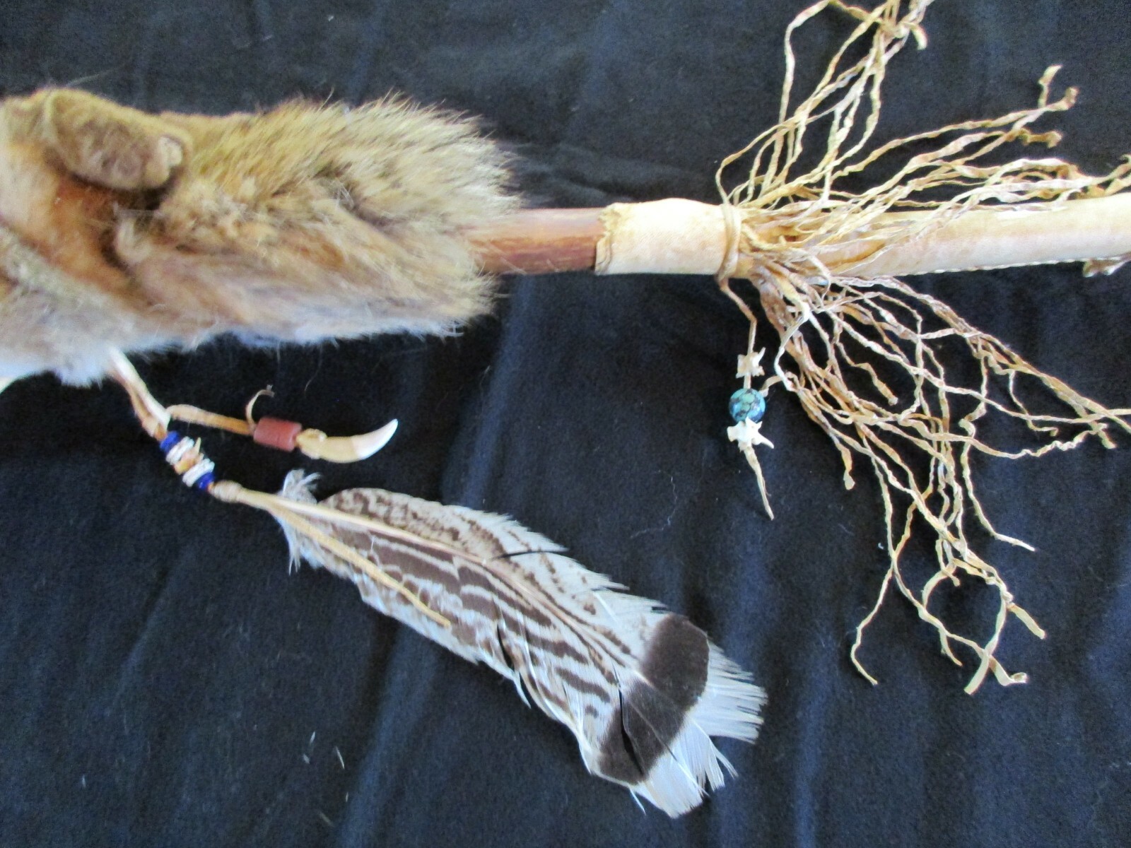 NATIVE AMERICAN MEDICINE STAFF, SOUTH DAKOTA, CEREMONIAL DANCE WAND, SD ...