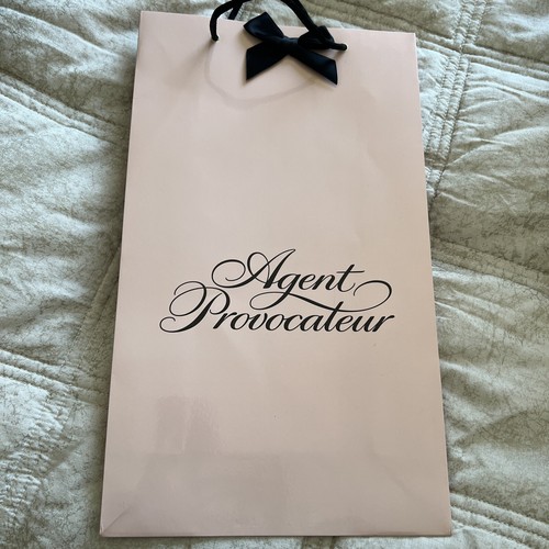 Agent Provocateur paper shopping gift bag pink black bow 16.75"x9.75 x4 ...
