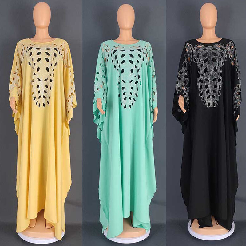 African Dashiki Long Maxi Dress Women Muslim Abaya Robe Kaftan Oversize ...