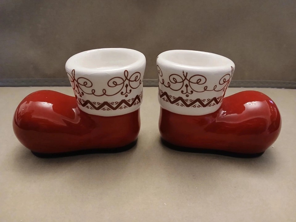 SANTA BOOTS CHRISTMAS DECORATION TEA LIGHT CANDLE HOLDERS | eBay UK