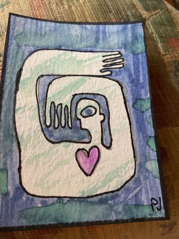 ACEO watercolor art by PJ, art card 2.5 x 3.5: abstract man | eBay