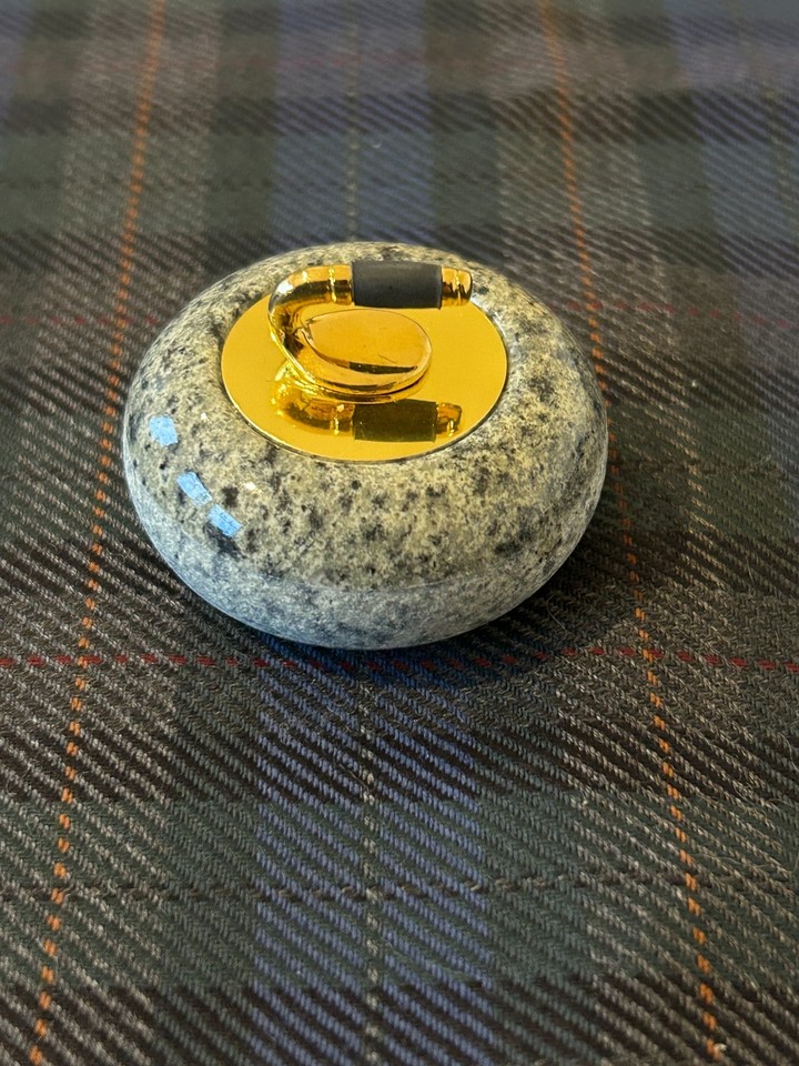 A Stunning, Boxed Ailsa Craig Common Green, Mini Curling Stone 1.75” in ...