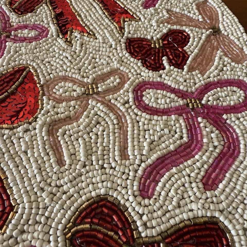 Valentines Day Heart Bow Beaded Placemat Charger Placemat 15" | eBay