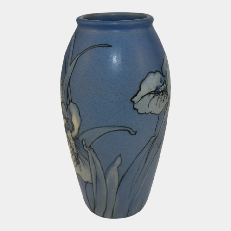 Weller Hudson 1920s Vintage Art Pottery Hand Painted Iris Blue Ceramic ...