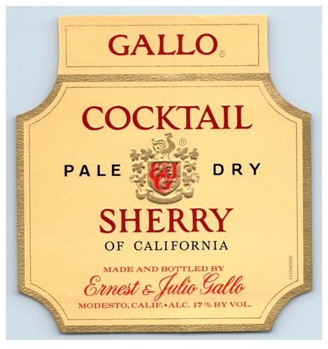 1950's-70's Gallo Cocktail Pale Dry Sherry California Wine Label ...