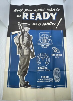 Original VTG WW2 Propaganda Keep Your Motor Vehicle As Ready As A ...