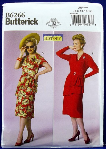 Butterick 1940s Retro Making History Dress Sewing Pattern 6,8,10,12,14 ...