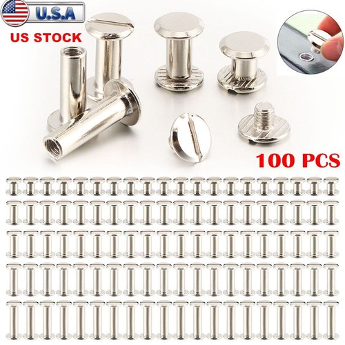 100Pcs Chicago Screws Kit Mixed Size Leather Fasteners Rivets Belt ...