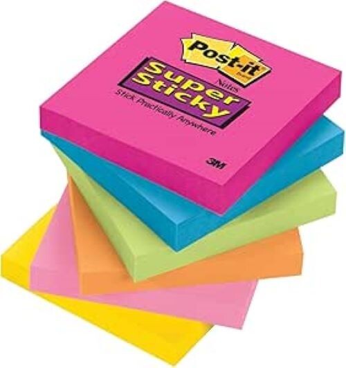 Post-it Super Sticky Notes 3"x3" Ast Color 90 Sheets Office Home School ...