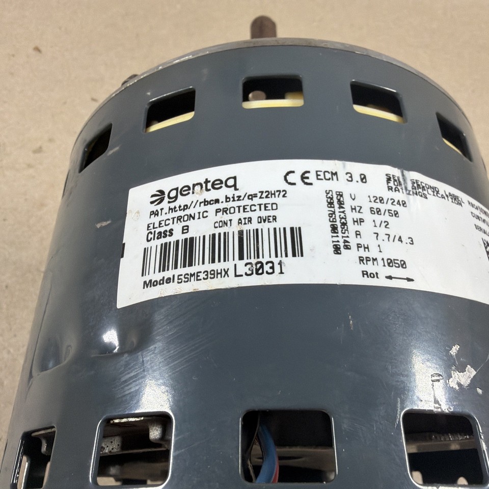 Genteq 5SME39HXL3031 ECM 3.0 Blower Motor 1/2HP 120/240V 101564-01 GC08 ...