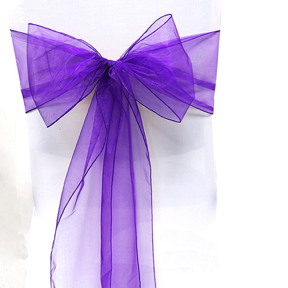 10PCS Organza Sashes Chair Cover Bow Sash WIDER FULLER BOWS Wedding ...