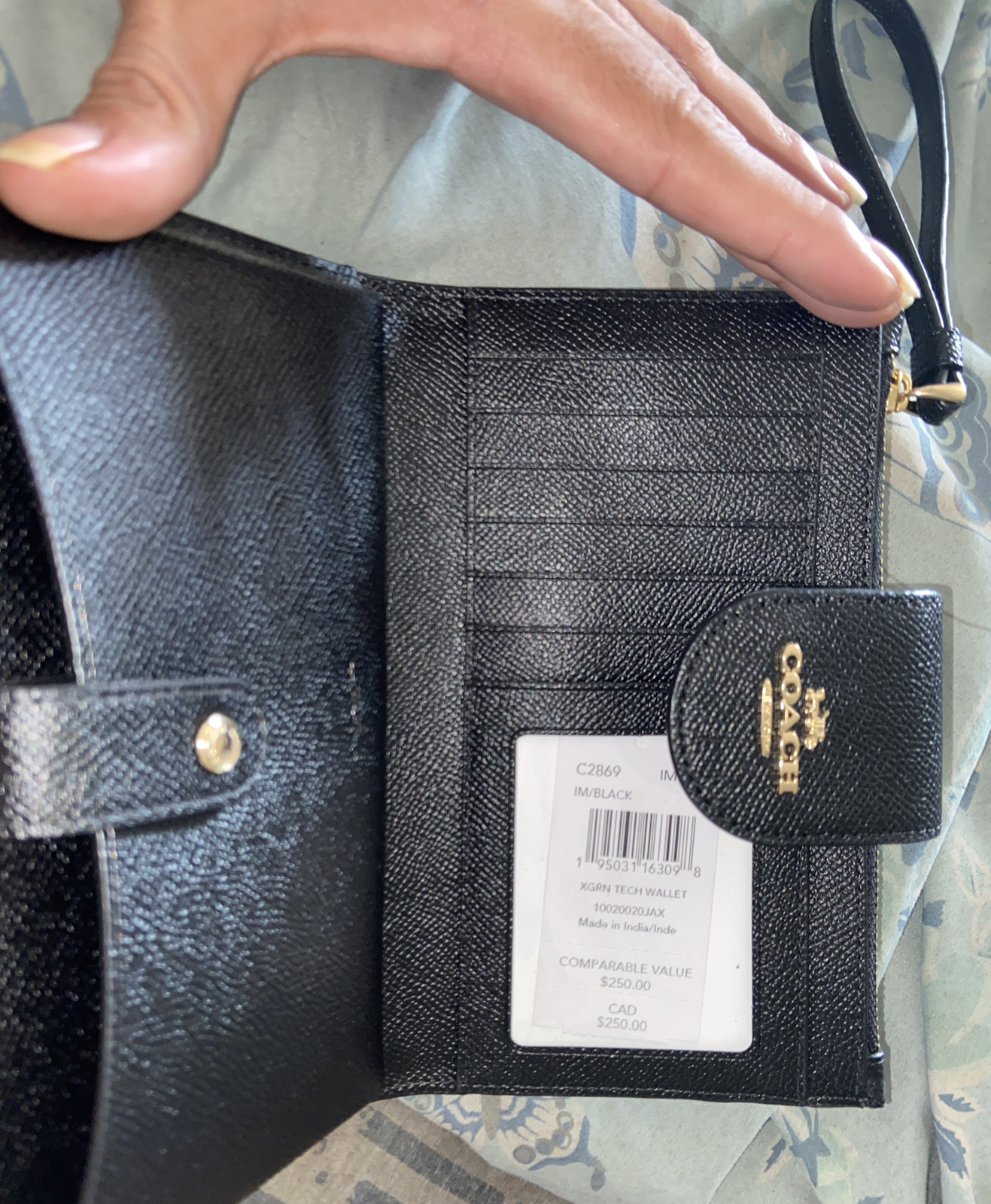 NWT Coach Women's Crossgrain Leather Tech Phone Wallet (C2869) Black | eBay