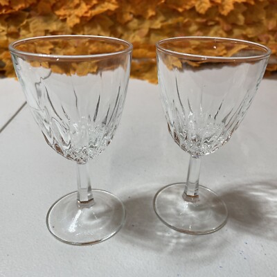 Set Of 2 Diamond Pattern Crystal Stemware 5” Tall | eBay