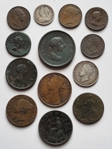 GEORGE I 1722 COPPER FARTHING To Shilling 1826 George IV JOB lot Of Old ...