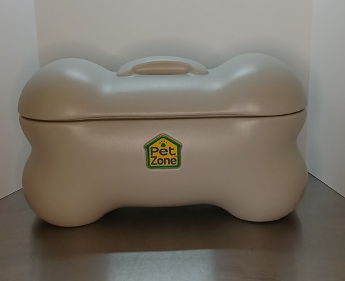 Pet Zone Dog Bone Shape Pet Bin Storage Toy Bucket Box w/Cover Lid ...