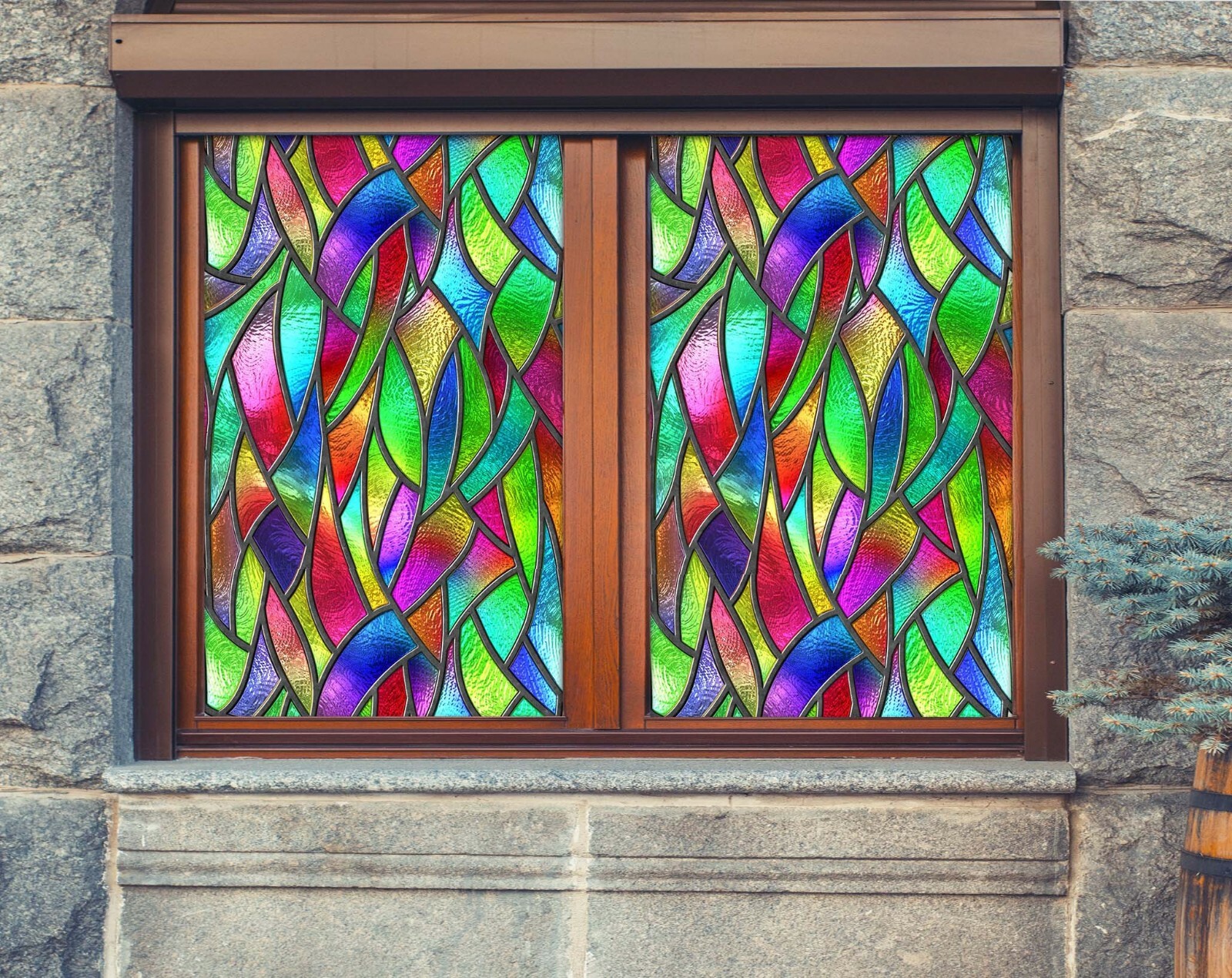 3D Leaf Shape Pattern A189 Window Film Print Sticker Cling Stained ...