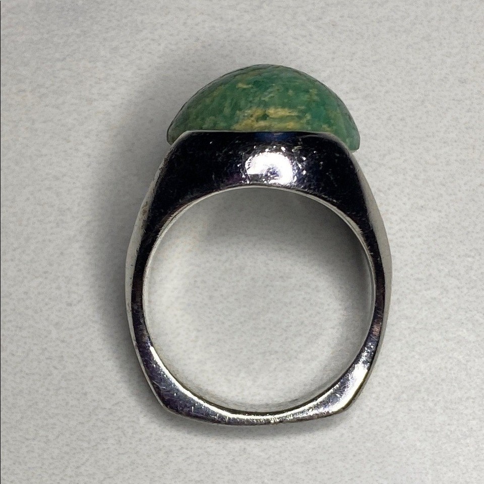 Sterling Silver and Amazonite Stone Ring Size 6.5 Squared Anti-Spin ...