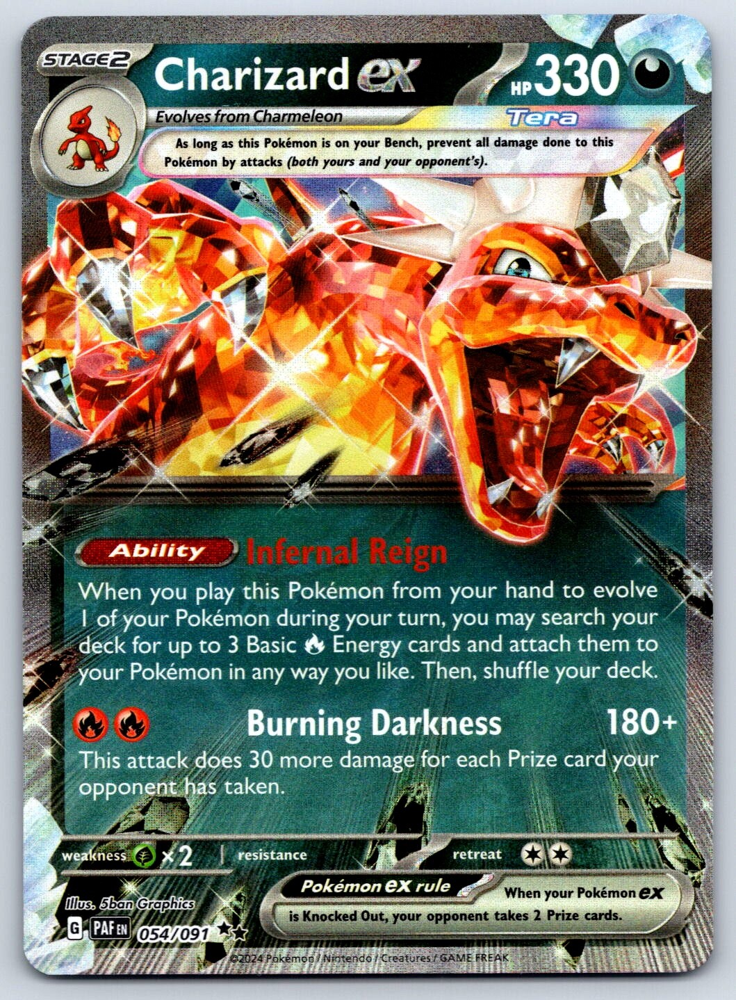 Charizard ex - Paldean Fates PAR EN 054/091 Double Rare Pokemon Card NM ...