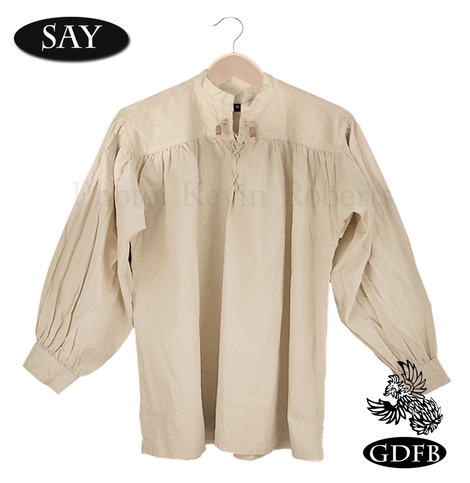 Renaissance Celtic Shirt Beige Laced Neck, Wood Toggles, Billow Sleeve ...