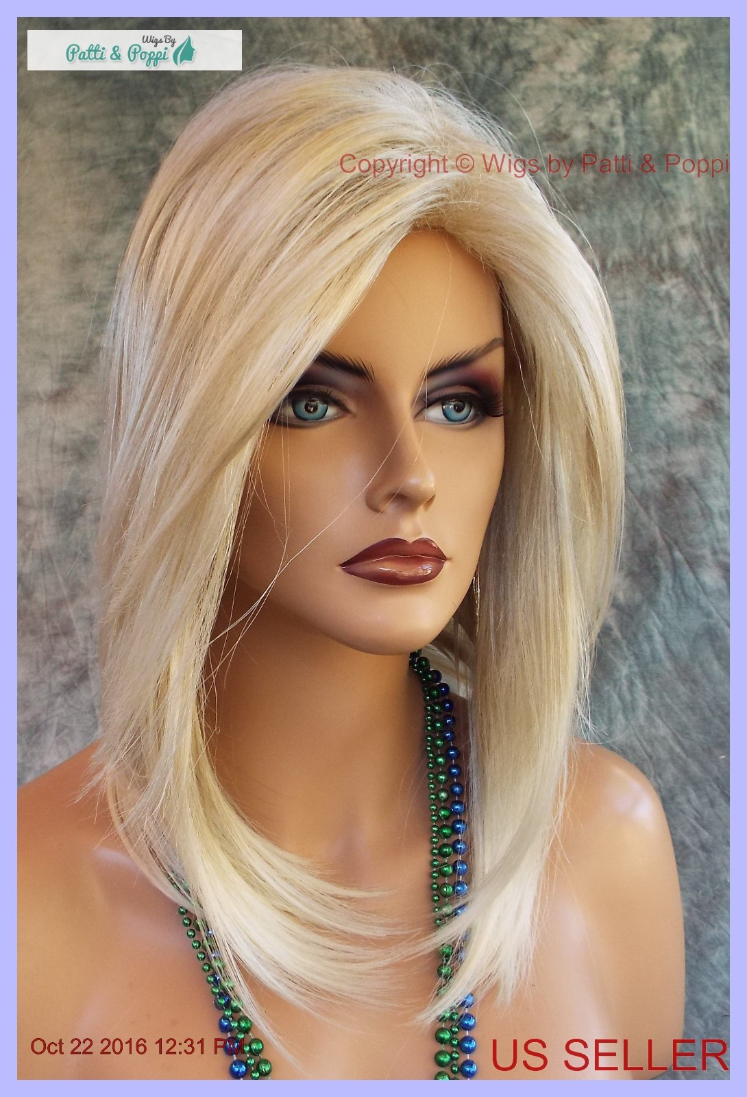 "LAINE" RENE OF PARIS WIG *CREAMY BLONDE* SLINKY HOT MEDIUM BOB SIDE ...