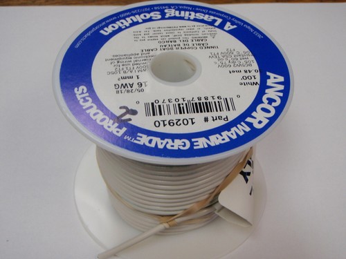 WIRE TINNED COPPER PRIMARY MARINE GRADE 16GA WHITE 100FT 639 102910 ...