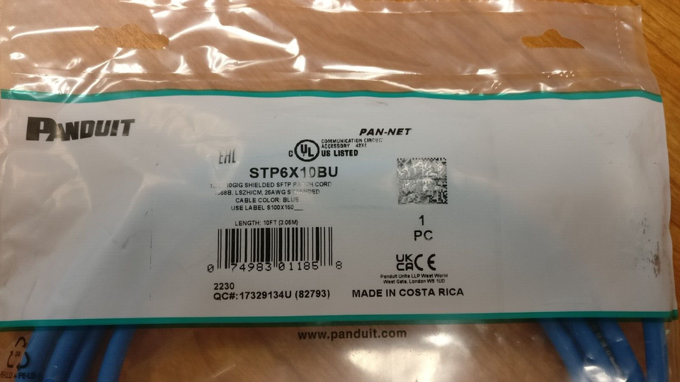 Panduit Pan-Net 10ft Shielded Patch Cord STP6X10BU | eBay