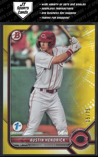 2022 Bowman Draft 1st Edition Austin Hendrick BD-61 Yellow Foil /75 ...
