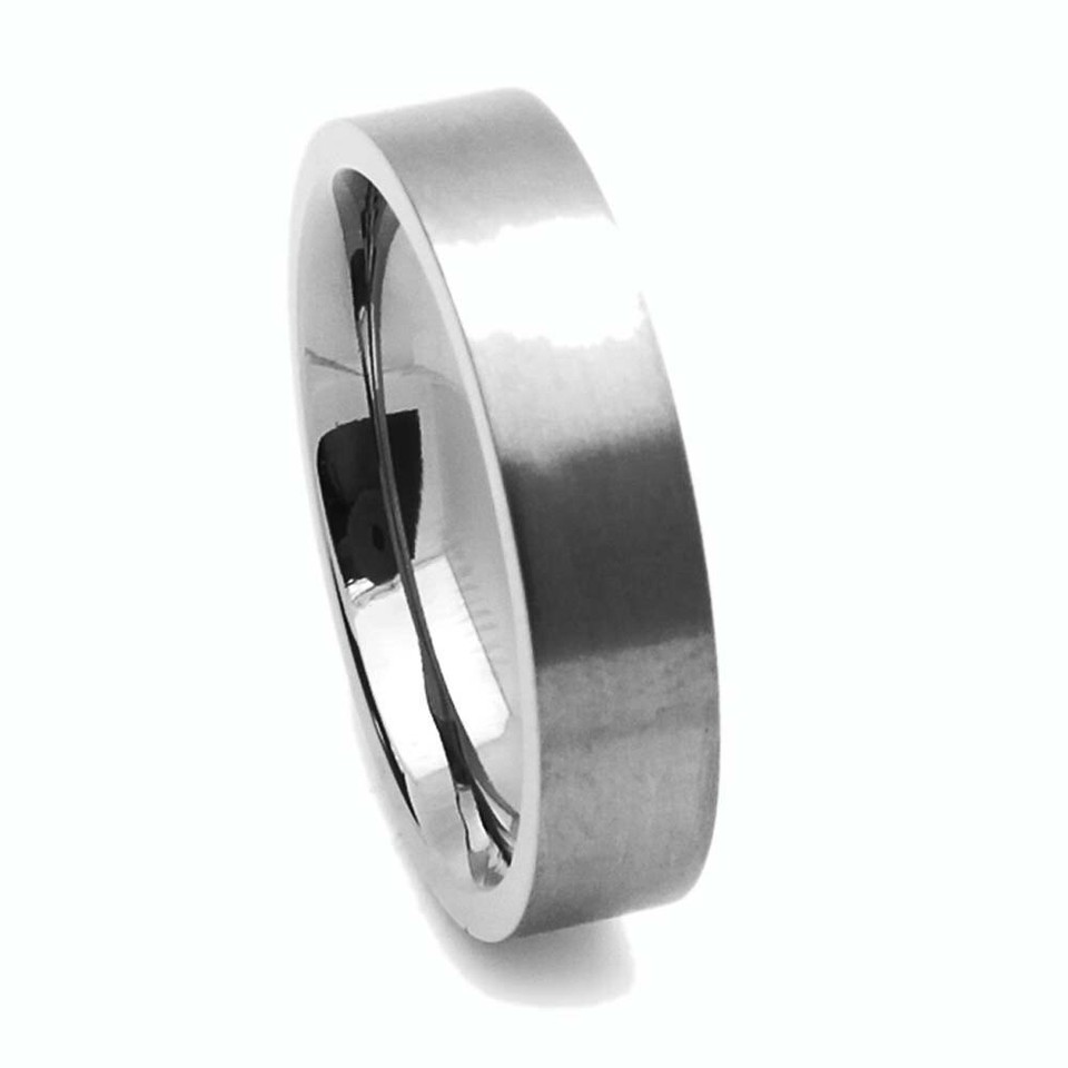 Men's 5mm Titanium Ring Dark Color Classic Flat Band/ Gift box / Ship ...