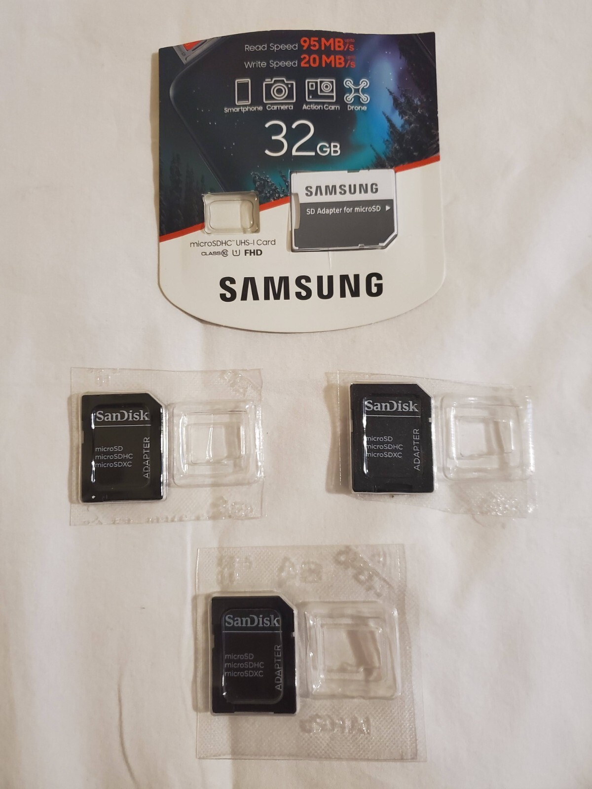 Lot of 4 Micro SD Card ADAPTERS ONLY--NEW--SANDISK and SAMSUNG | eBay