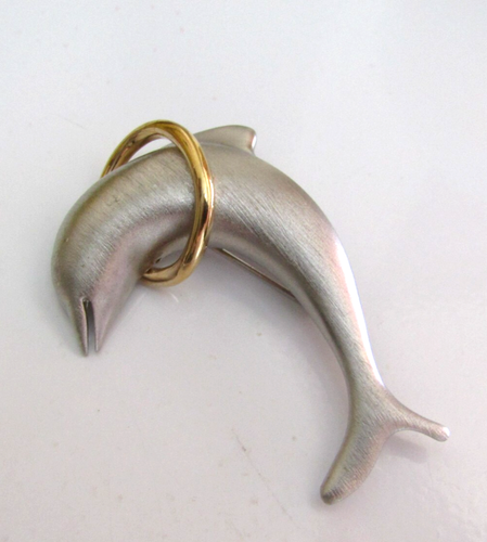 LR Dolphin Jumping Gold Ring - Brooch/Pin Vintage | eBay