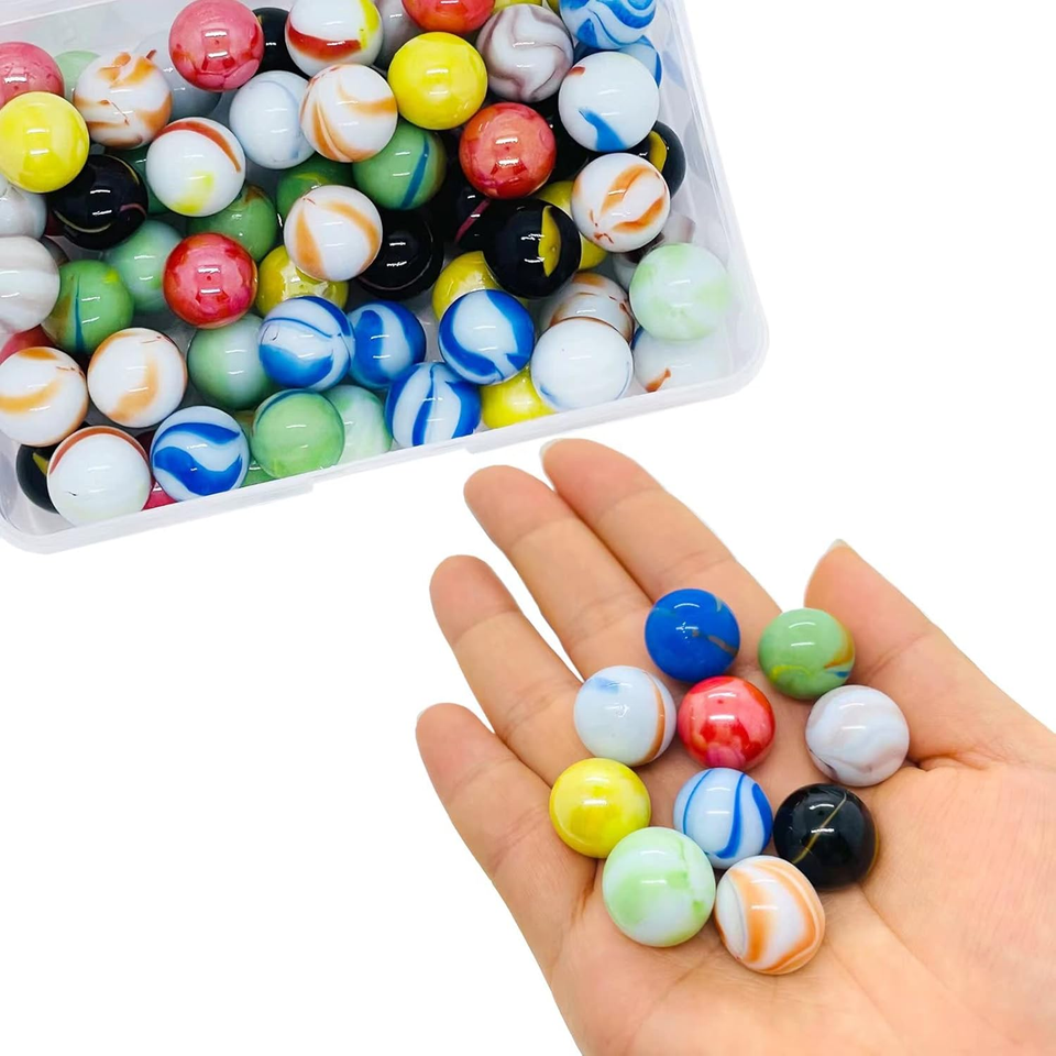 100 Pieces Colorful Glass Marbles Set for Marble Games, Marbles Bulk ...