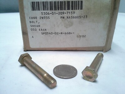 New Box of 50 NAS6605-23 Close Tolerance Shear Bolts 1 7/8"L 1/4" dia ...