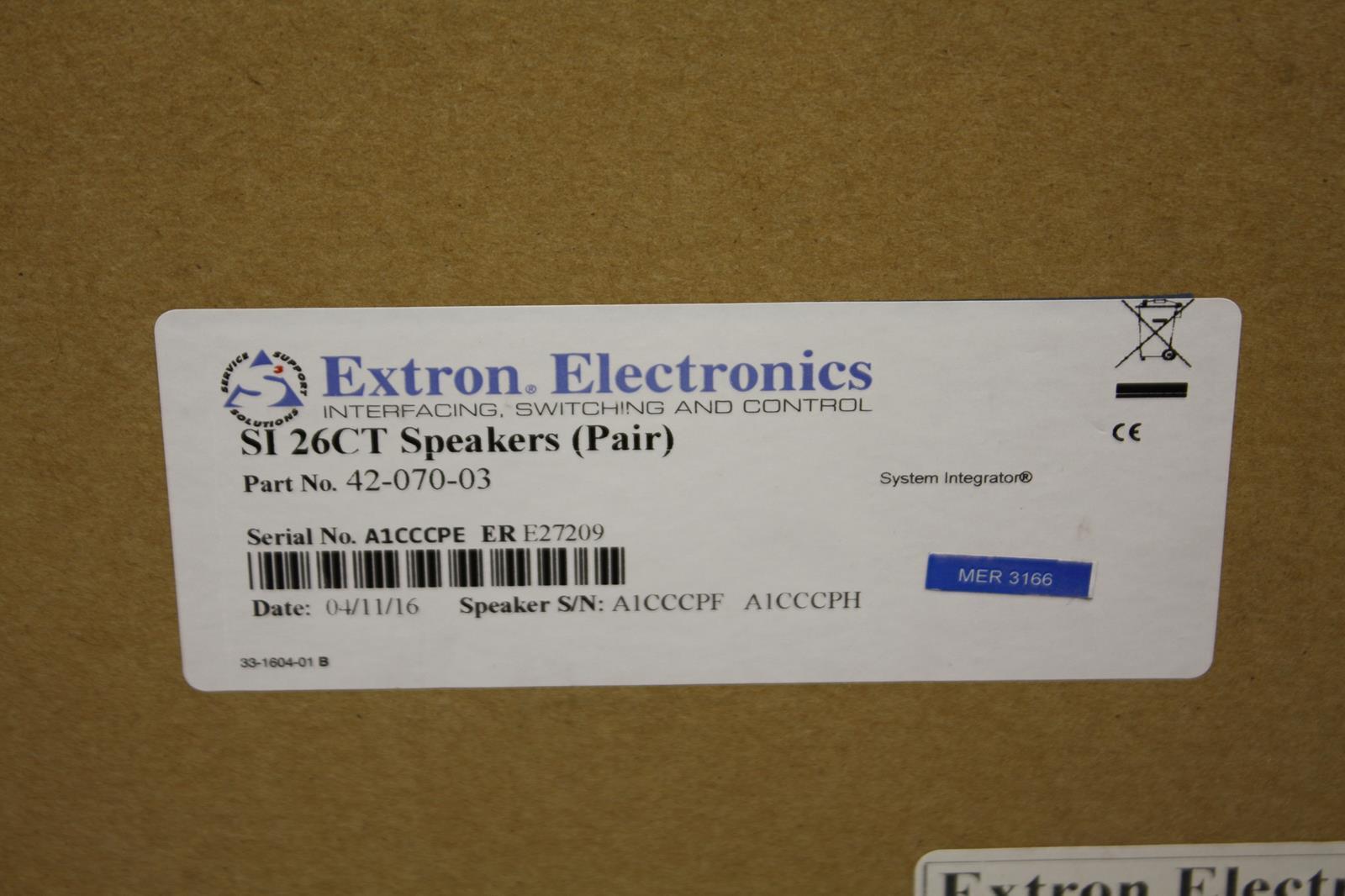 Extron SI 26CT 2-Way Ceiling Speakers - Pair, White (42-070-03) for ...