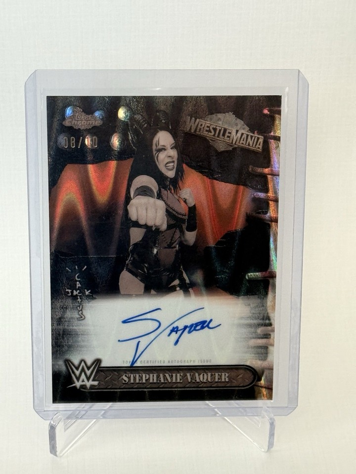 2025 Topps Chrome WWE x WM41 Cactus Jack Stephanie Vaquer Black AUTO ...